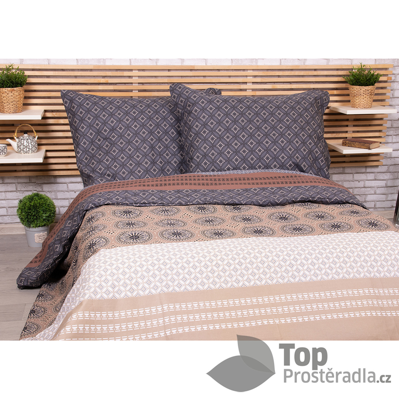 Francouzské bavlněné povlečení 220x200+2x70x90 Keno :: TopProstěradla.cz