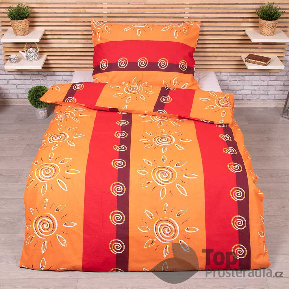 Bavlněné povlečení Exclusive 140x200+70x90 Sluníčka oranžová ...