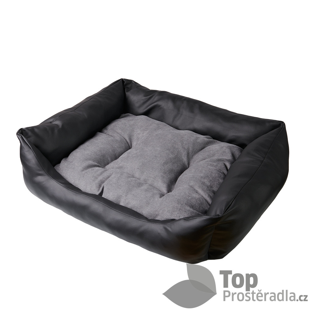 Kožený pelech pro psa Delux 84x70x20 - Černý :: TopProstěradla.cz