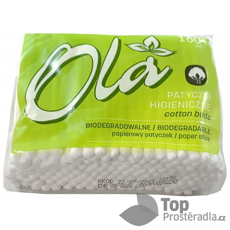 Papírové vatové tyčinky 100% natural Ola 160 ks v sáčku ...