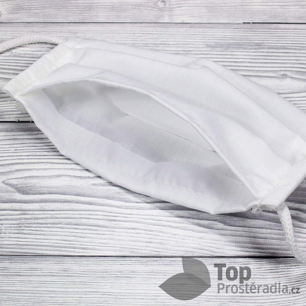 Bavlněná rouška s kapsou - Bílá :: TopProstěradla.cz